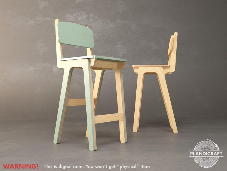 SEDD Bar Stool CNC File: Plywood Counter Stool With Backrest (digital ...