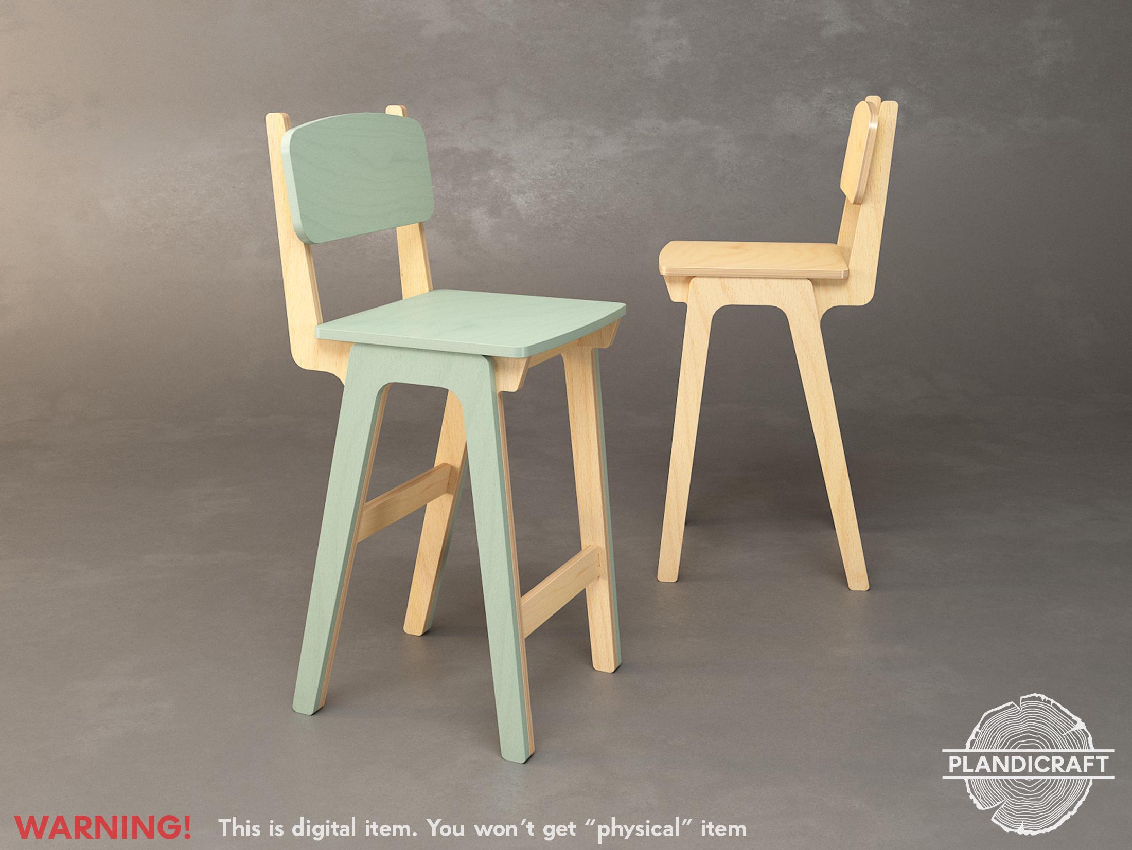 SEDD Bar Stool CNC File: Plywood Counter Stool With Backrest (digital ...