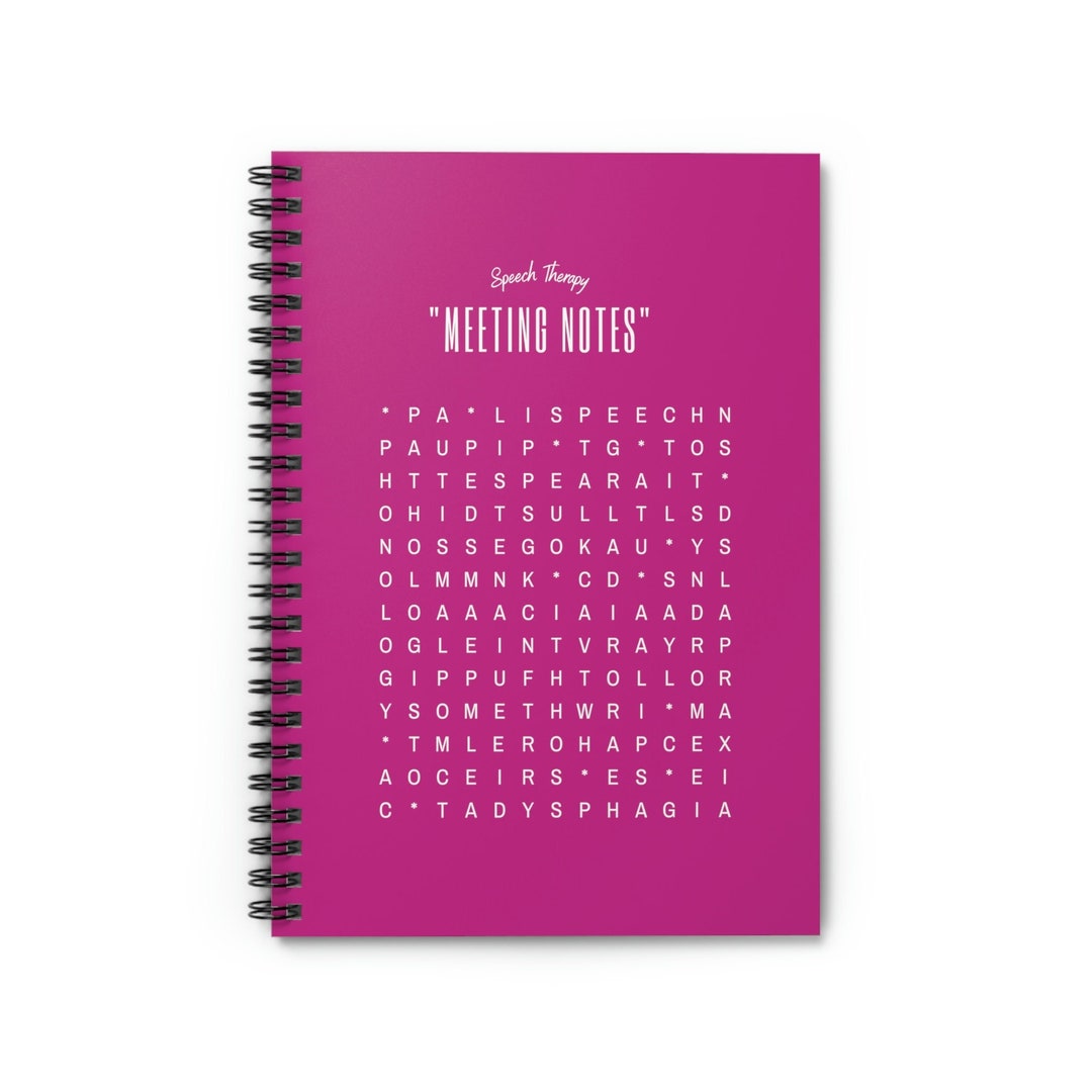 Meeting Notes Word Search for Speech Therapy Spiral Notebook Ruled 8x6 ...