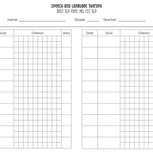 Speech Language Therapy Articulation Data Sheet, Speech Artic Notes ...