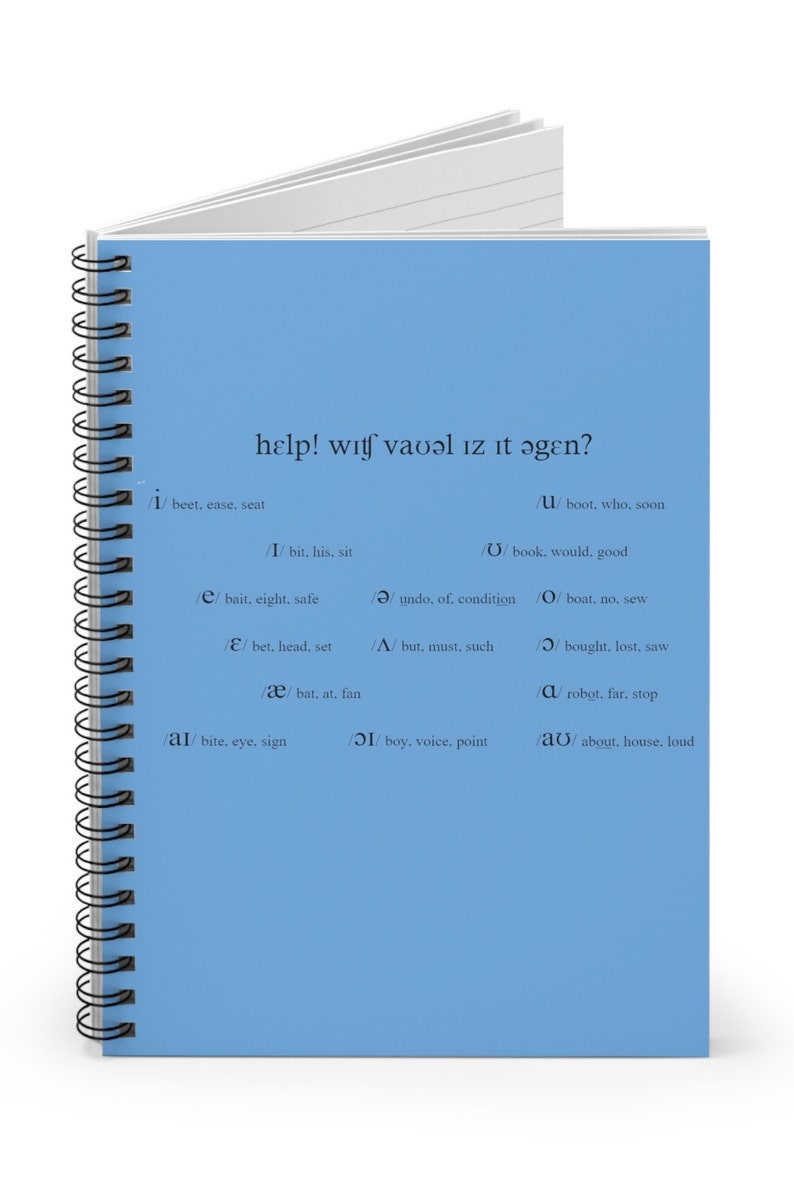 IPA Vowels Speech Spiral Notebook 6x8 Ruled, Speech Therapy Vowel Cheat ...