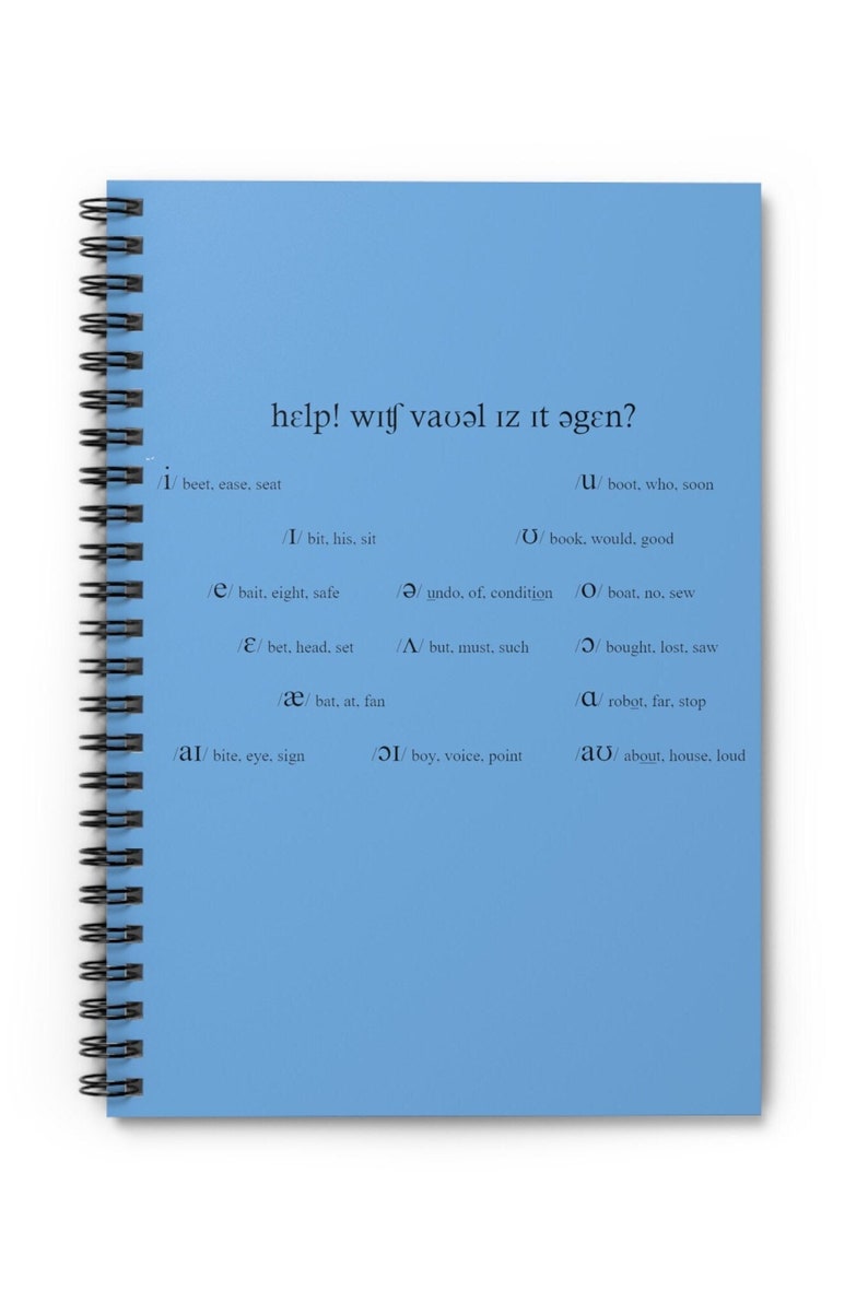 IPA Vowels Speech Spiral Notebook 6x8 Ruled, Speech Therapy Vowel Cheat ...