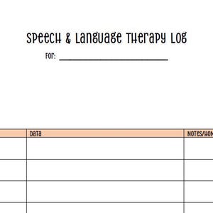 Speech Language Therapy Data Log, Speech Notes, SLP Progress Monitoring ...