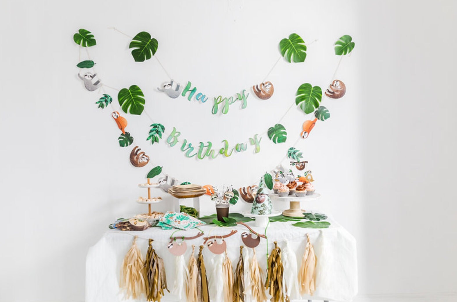 Sloth Birthday Theme Party Box, Sustainable Party Kit & Decor, Jungle ...