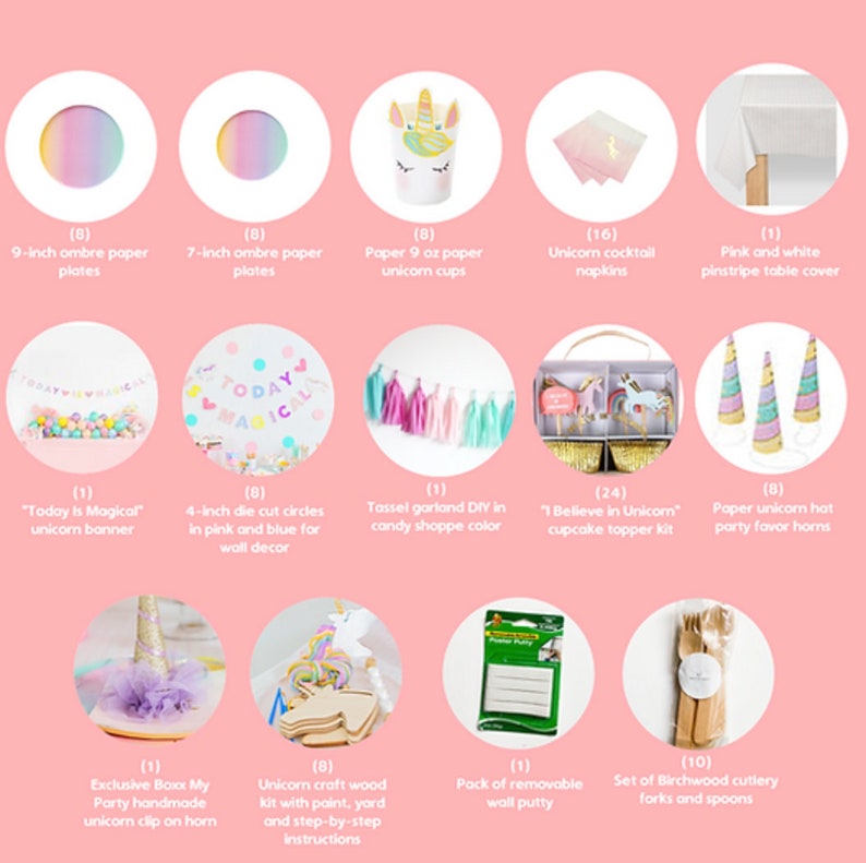 Magical Unicorn Theme Party Box, Eco Friendly Party Kit & Decor, Pastel ...