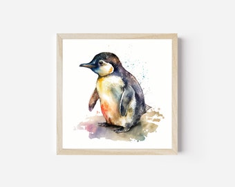 Baby Penguin Printable Watercolor Painting Nursery Wall Art - Etsy