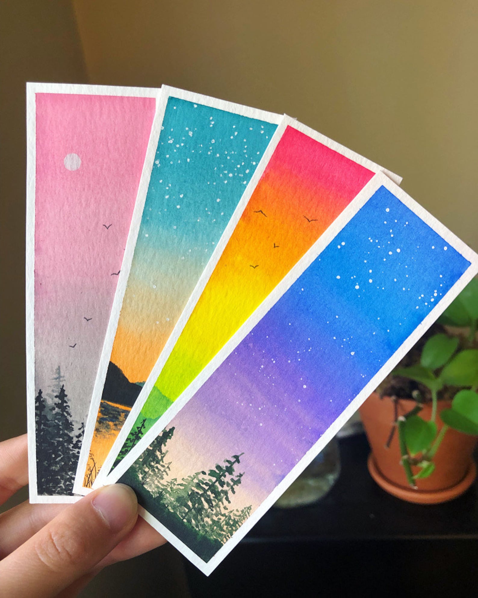 Original Hand Painted Scenery Bookmark, Customized Watercolor Bookmark ...