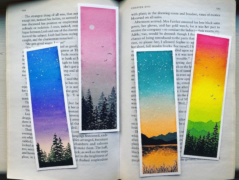 Original Hand Painted Scenery Bookmark, Customized Watercolor Bookmark ...