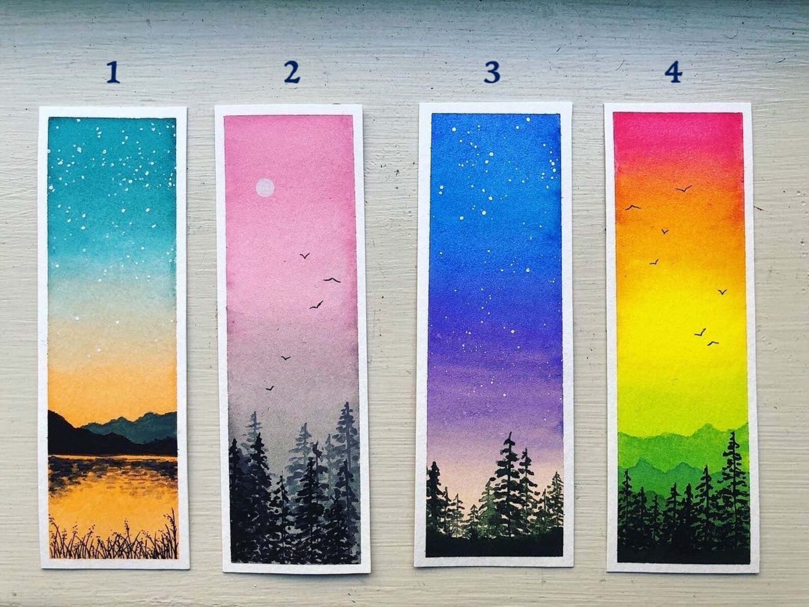 Original Hand Painted Scenery Bookmark, Customized Watercolor Bookmark ...