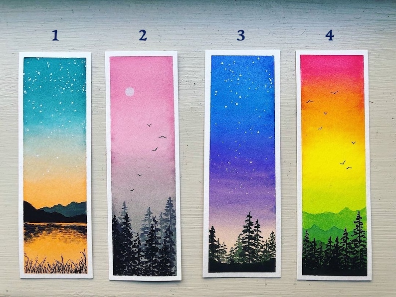 Original Hand Painted Scenery Bookmark, Customized Watercolor Bookmark ...