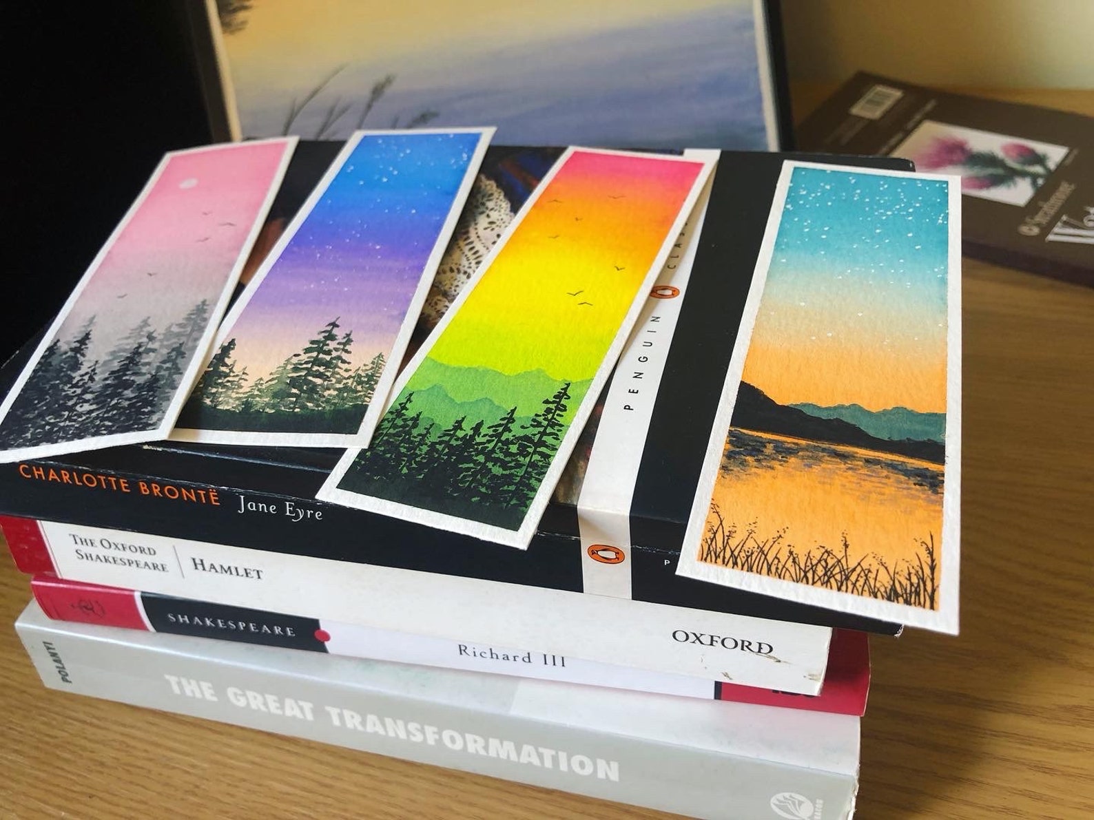 Original Hand Painted Scenery Bookmark, Customized Watercolor Bookmark ...