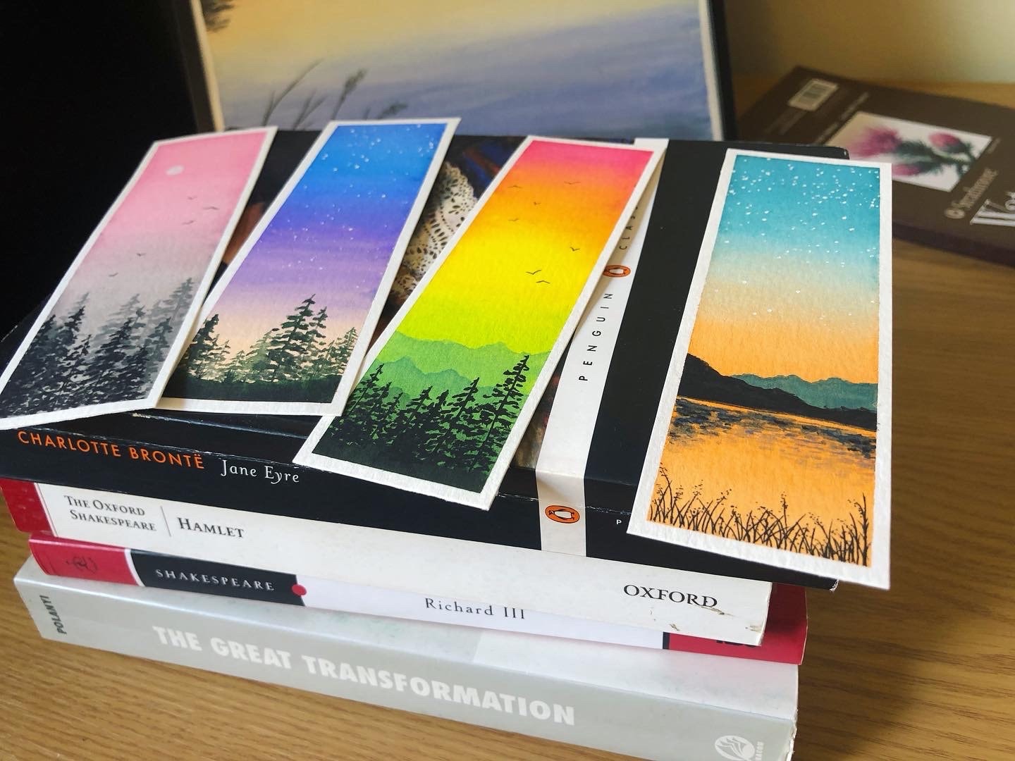 Original Hand Painted Scenery Bookmark, Customized Watercolor Bookmark ...