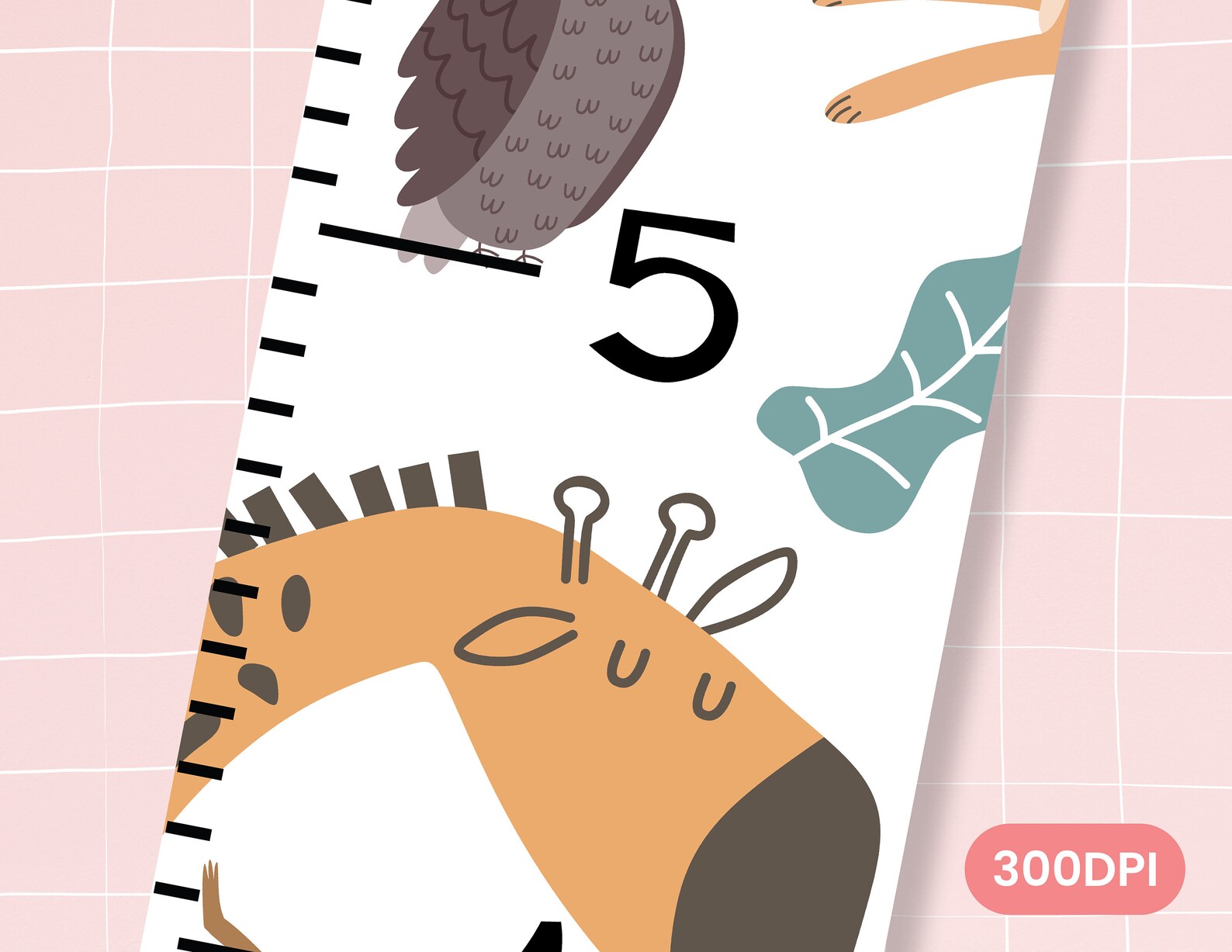 Child Growth Chart Digital Download Animal Themed Growth Chart Ai, Eps ...