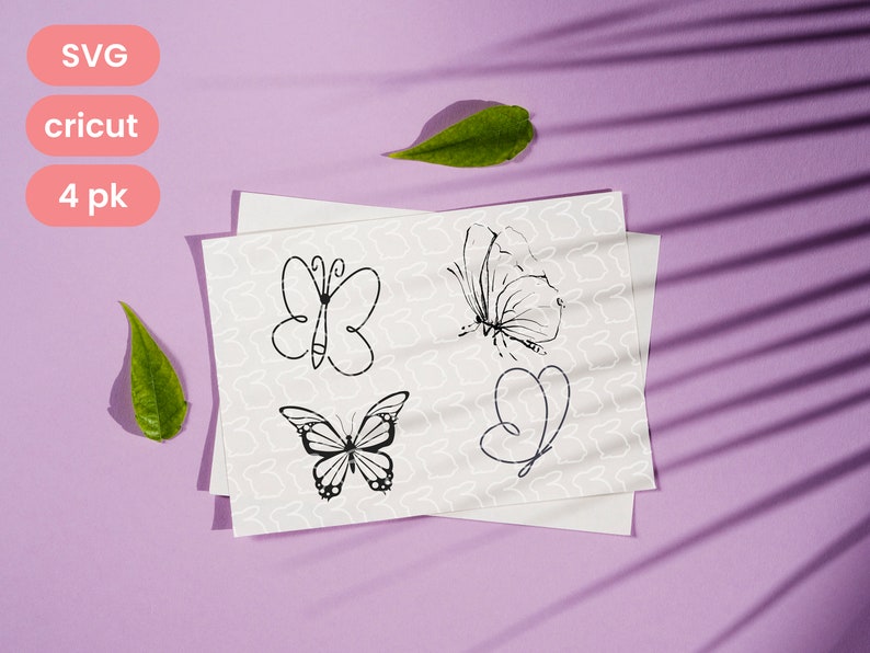Butterfly Svg 4 Pack Line Drawing Butterfly Svg - Etsy