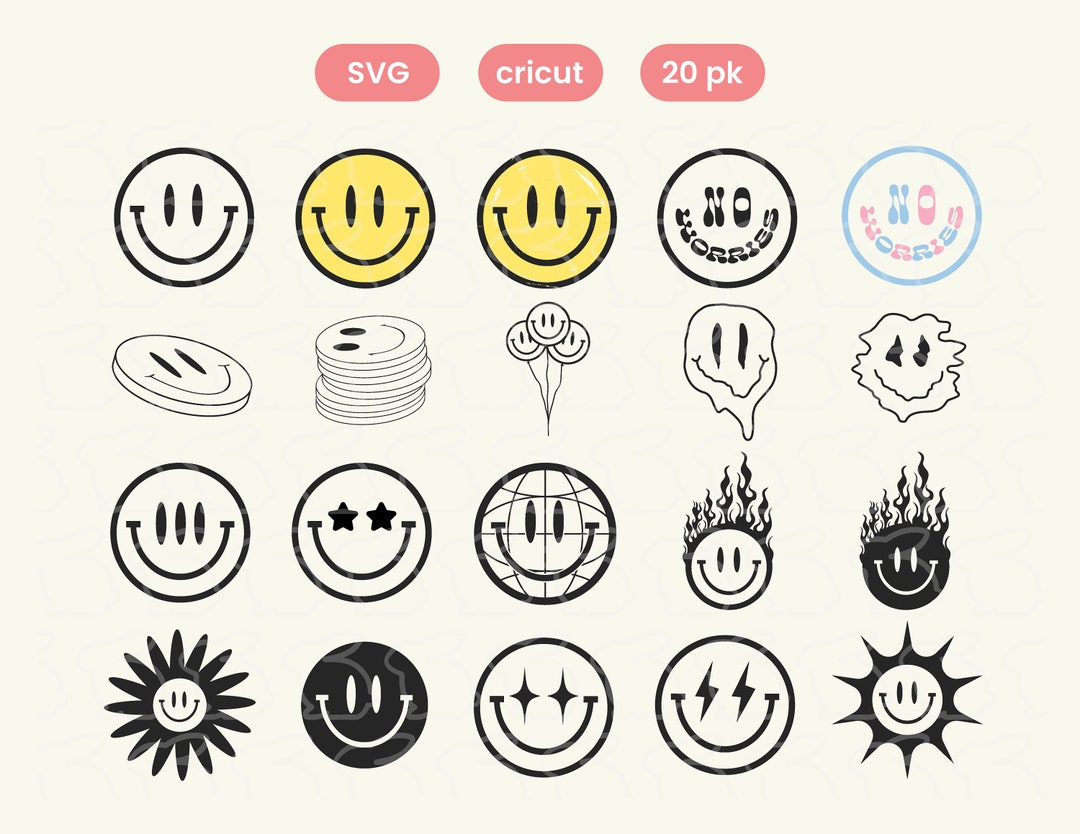 Smiley SVG Smiley Face Bundle Layered Cut File Smiley Cut File Cricut ...