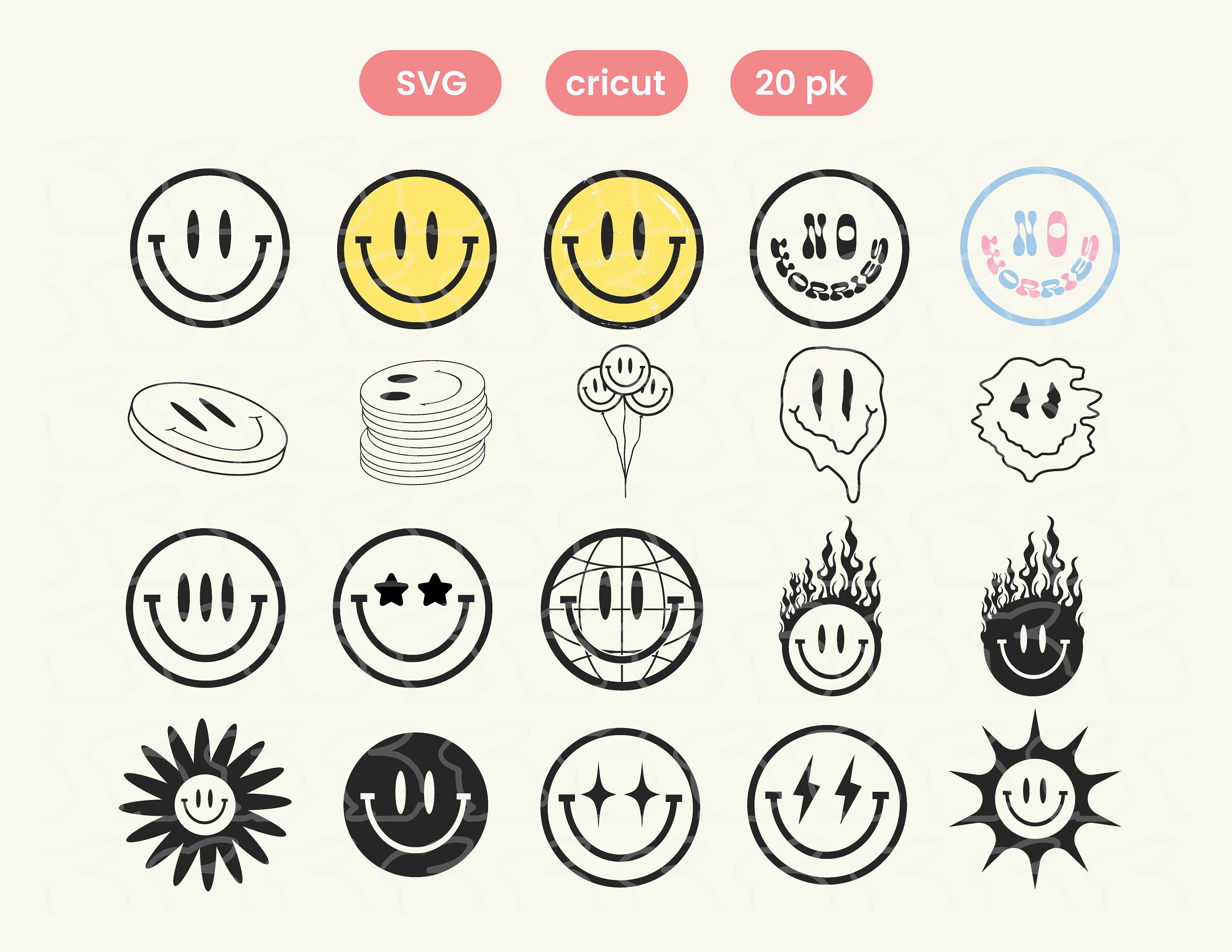 Smiley SVG Smiley Face Bundle Layered Cut File Smiley - Etsy