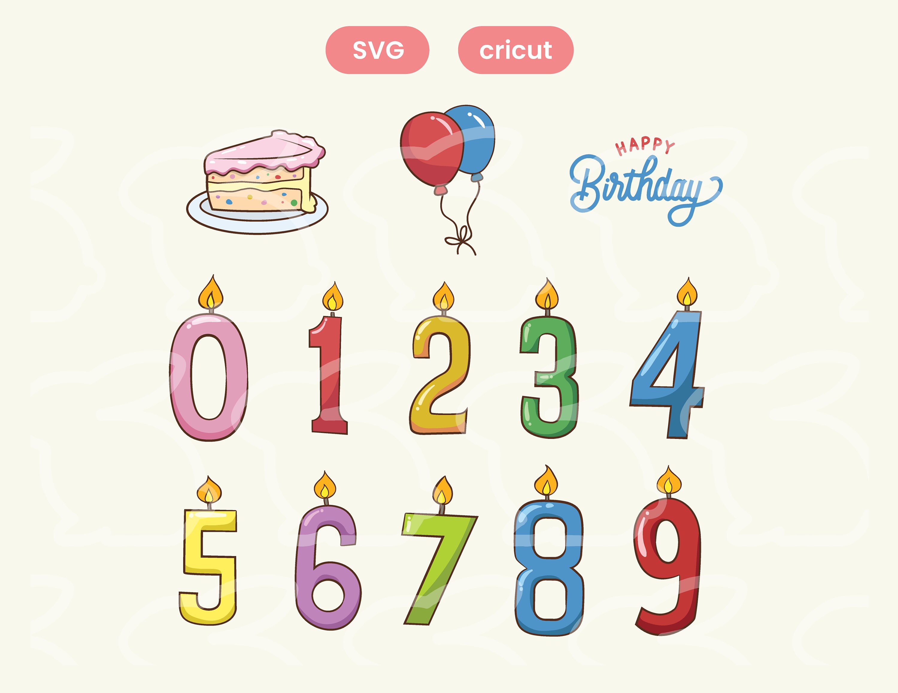 Happy Birthday Svg Birthday Svg Bundle 13 Pack Birthday Number Candles ...