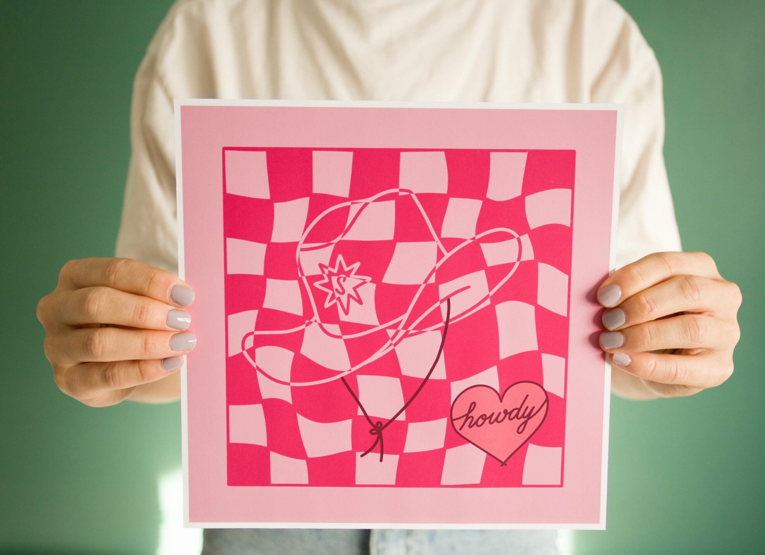 Howdy Pink Cowboy Illustrated Art Print Bubblegum Western Barbie the ...