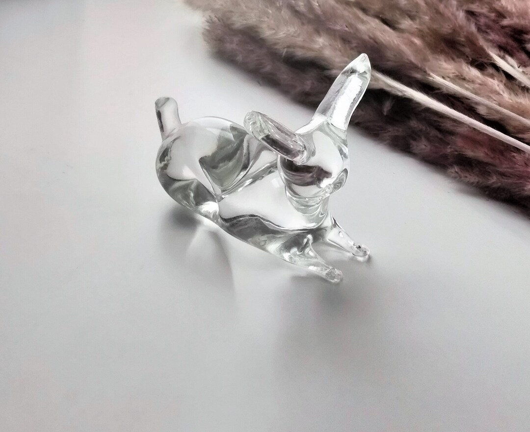 Vintage Handmade Crystal Rabbit Figurine Sculptured Glass by - Etsy