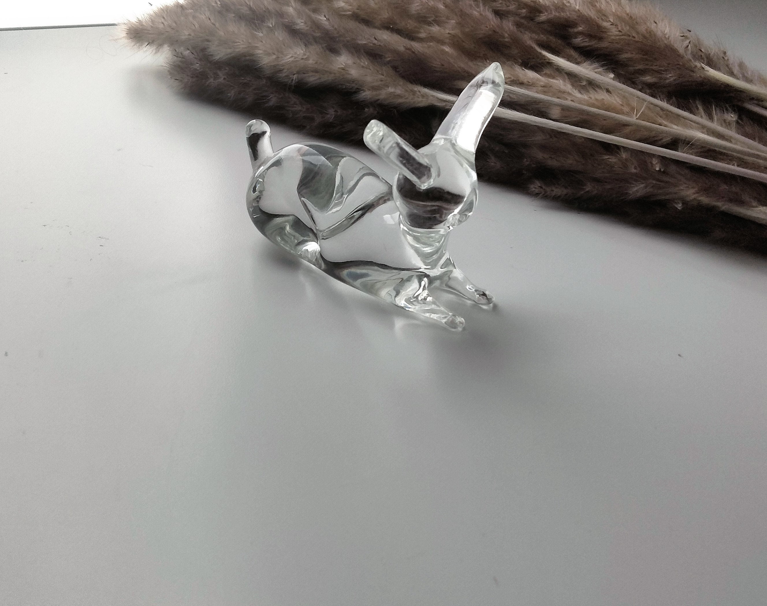 Vintage Handmade Crystal Rabbit Figurine Sculptured Glass by - Etsy