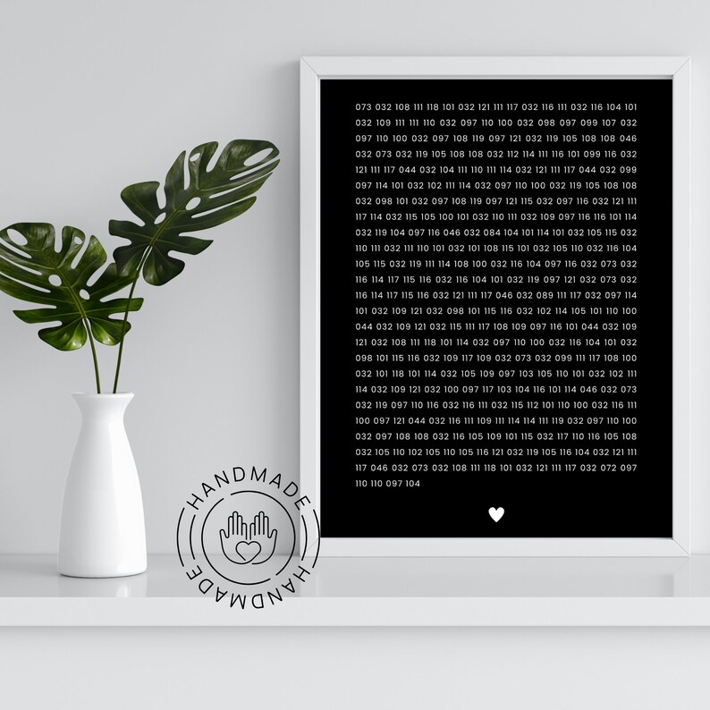 Custom ASCII Code Poster | Wedding Gift, Love Poster, Code Poster, Best ...