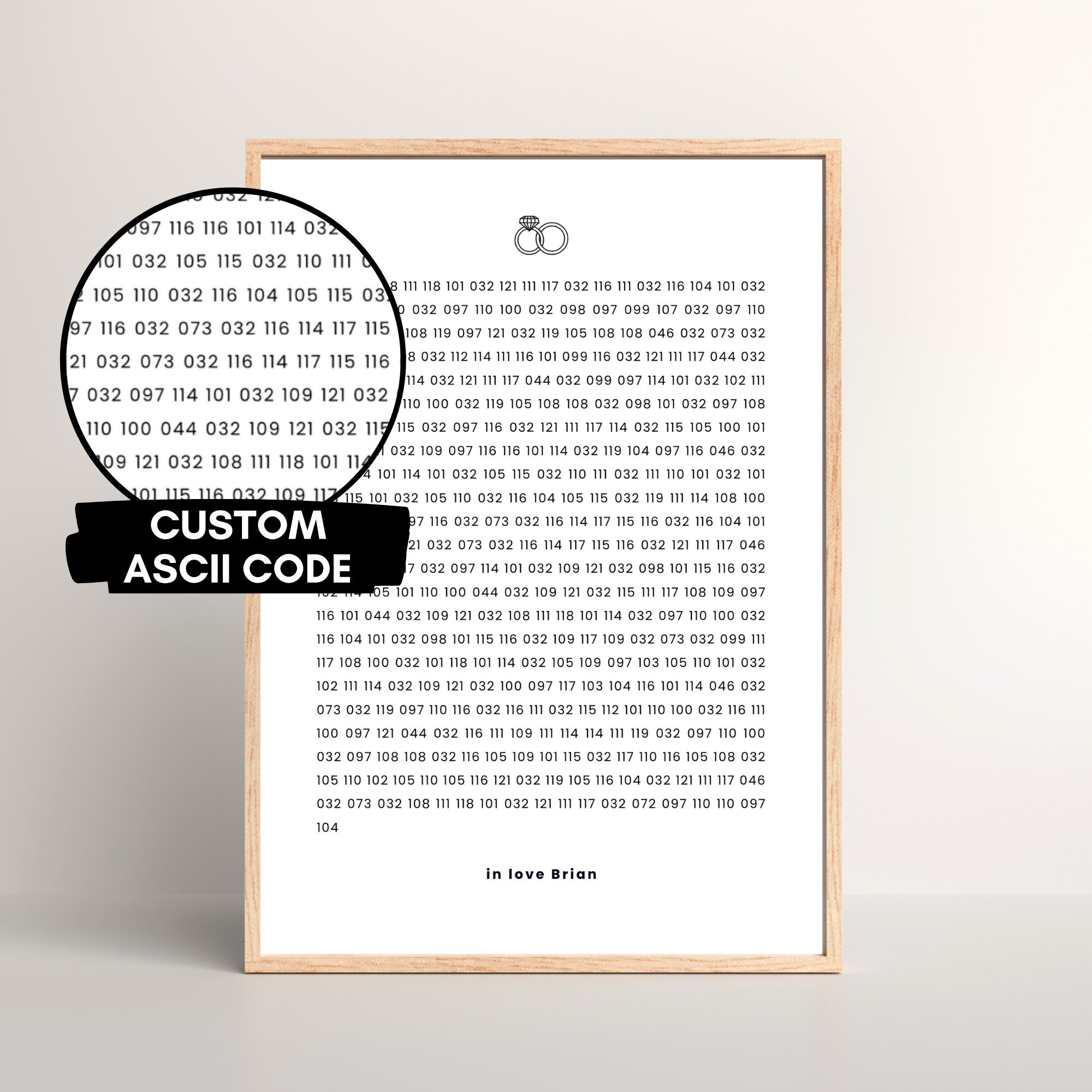 Cartel De Código Ascii Personalizado Regalo De Boda Cartel De Amor Cartel De Código Regalo