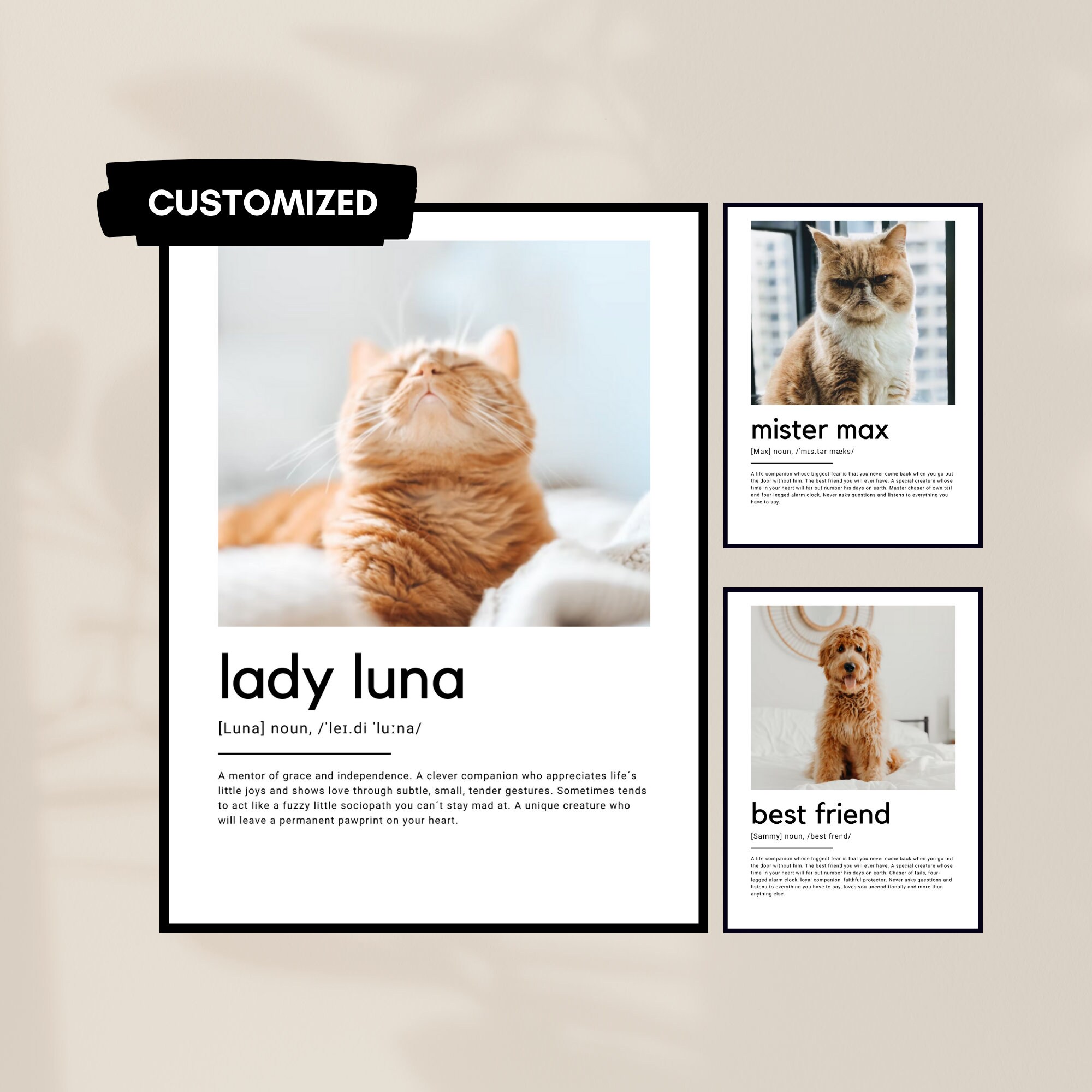 Custom Dog or Cat Poster With Photo & Names | Dog or Cat Wall Art for ...