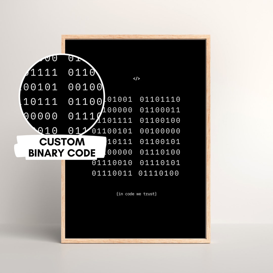 Custom Binary Code Wall Art Poster - Coding Art, Friends Gift, Quote Poster, Secret Message ...