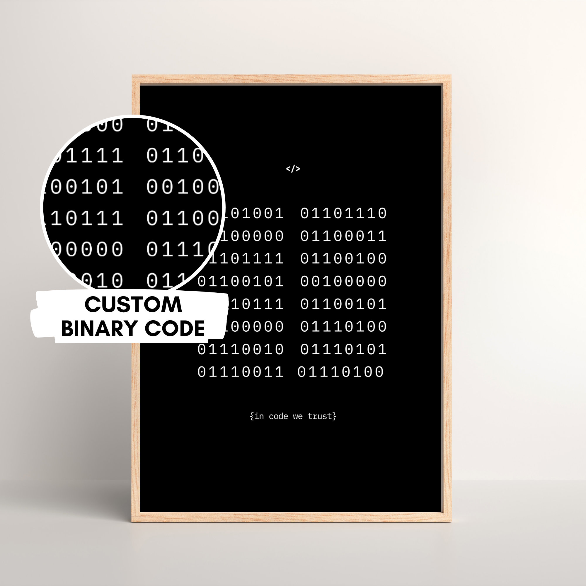 Custom Binary Code Wall Art Poster Coding Art Friends T Quote Poster Secret Message