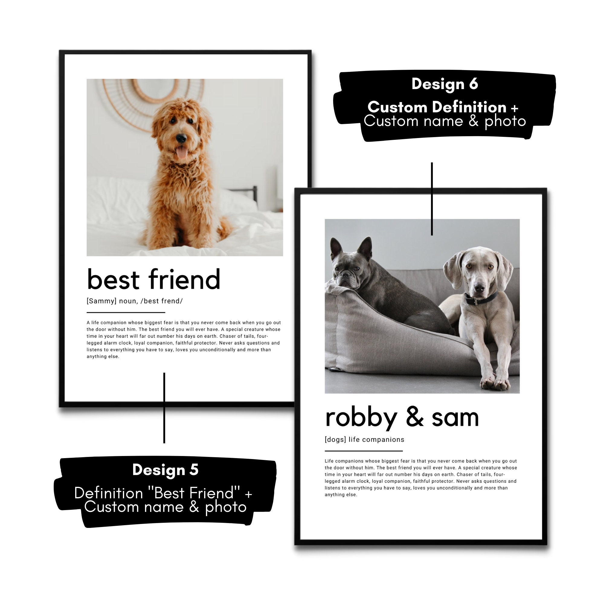 Custom Dog or Cat Poster With Photo & Names | Dog or Cat Wall Art for ...