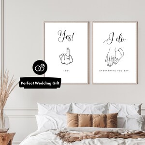 Minimalist Yes I Do Couple Set 2 Poster Prints | Minimalist Home Wall ...