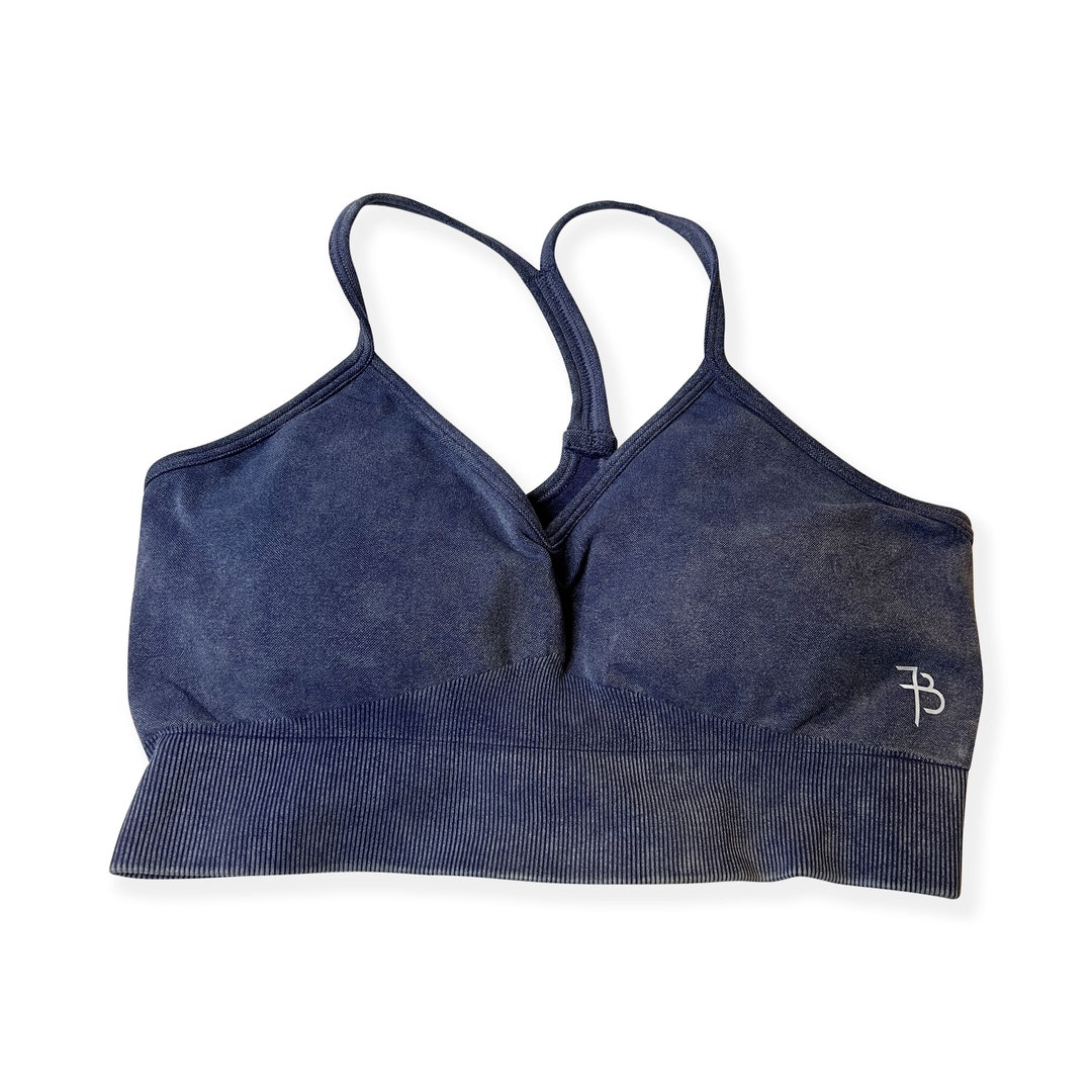 Acid Wash Sports Bra Womens Vintage Gym Activewear Stretch Workout Bra ...