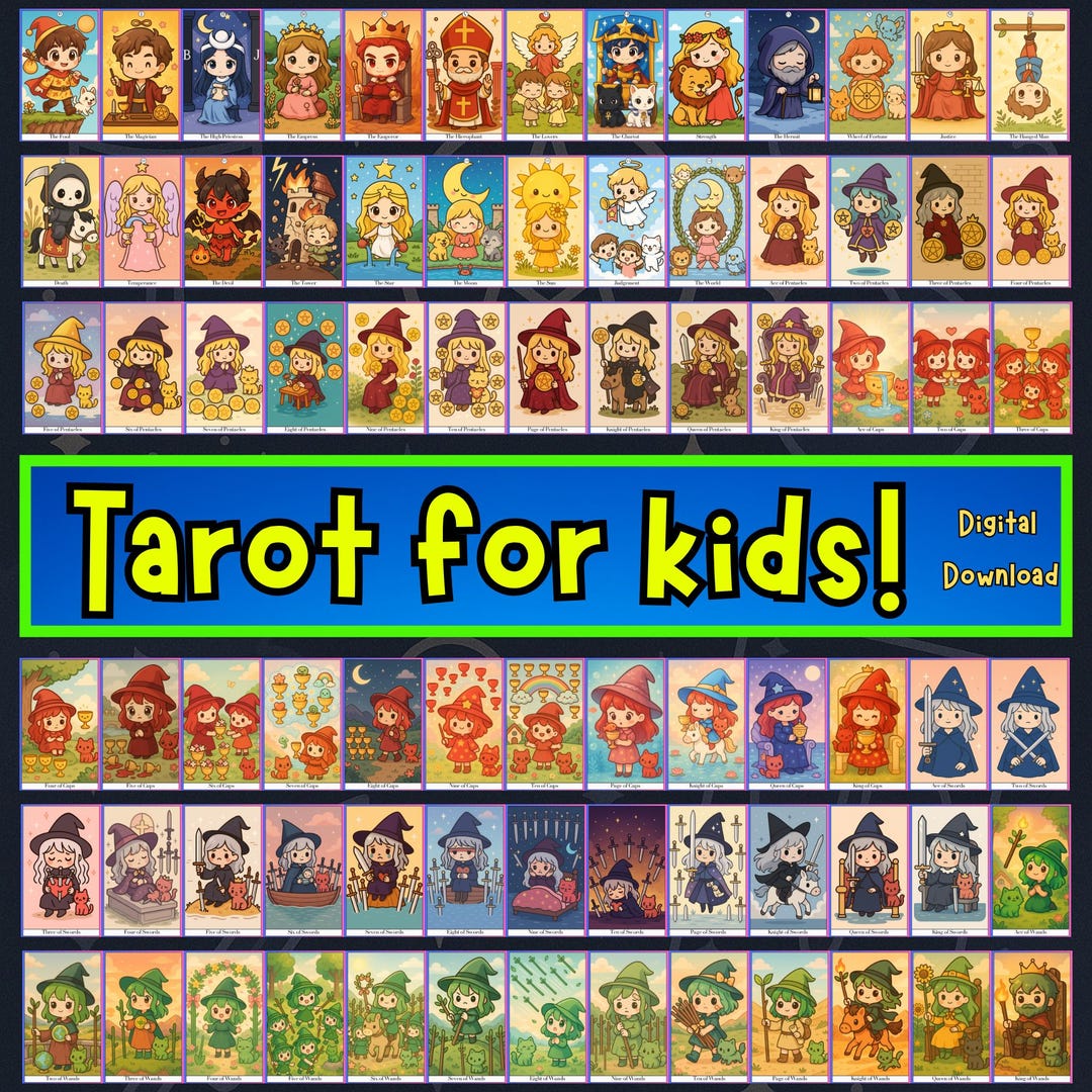 78 Chibi Kawaii Tarot Cards for Kids Child-friendly Rider Waite ...
