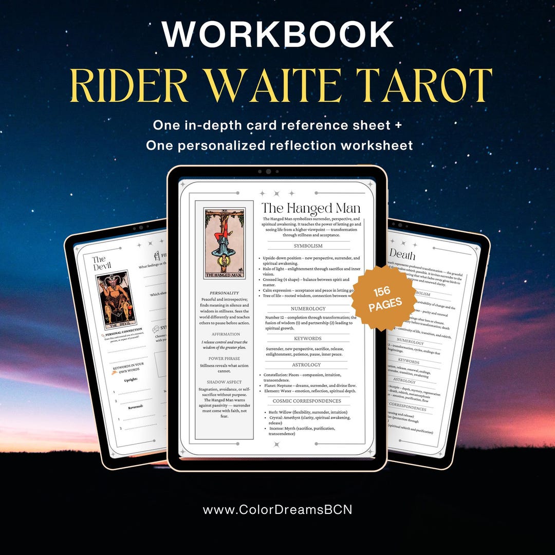 Rider–waite Tarot Workbook | 78 Study Sheets and 78 Reflection Pages, 8 ...