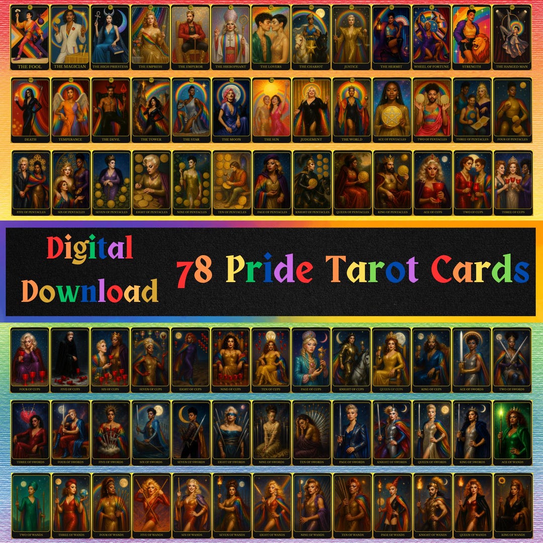 78 Pride Tarot Cards + Guide – LGBTQ+ Queer Digital Deck, Drag Art ...
