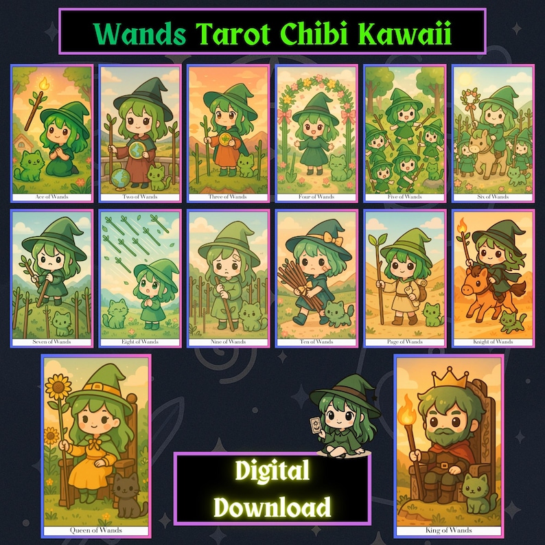 78 Chibi Kawaii Tarot Cards for Kids Child-friendly Rider Waite ...