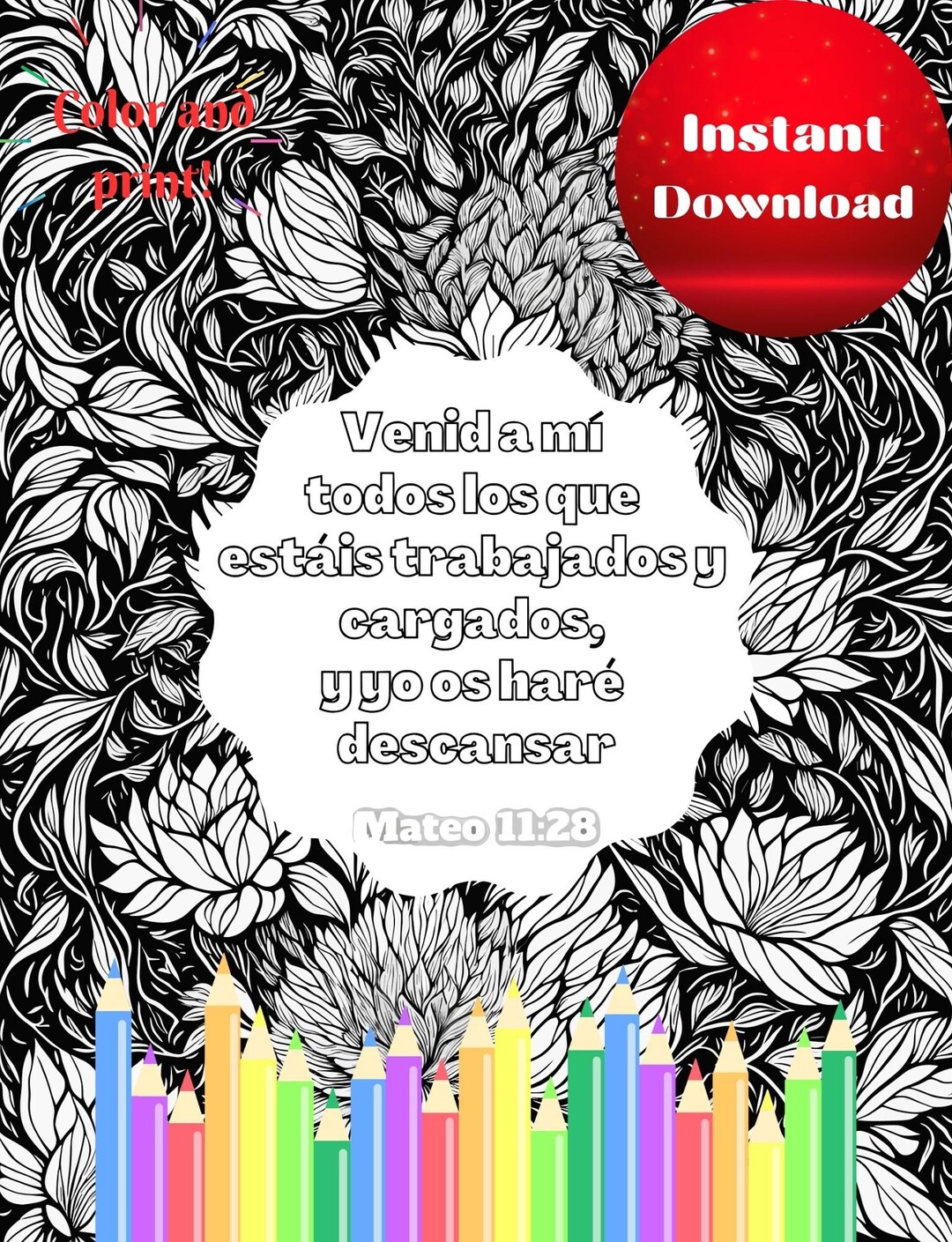 Spanish Bible Verses for Coloring | Printable Coloring Pages | Adult ...