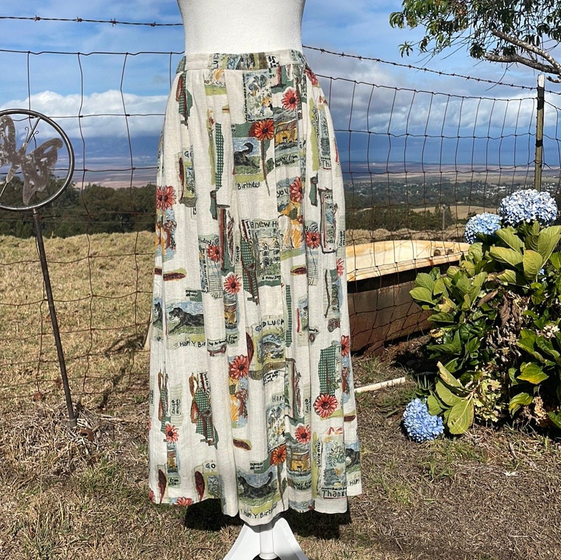 VTG Y2K Retro Geiger Irish Ireland Sayings Print Pleaded Aline Midi ...