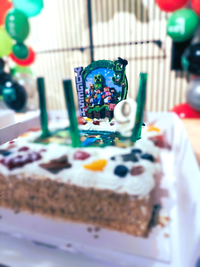 Custom Minecraft Shaker Cake Topper With Name & Age | Handmade Layered ...
