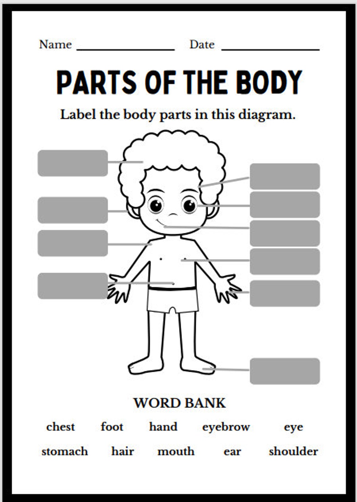 Parts of the Body Writing Practice for Kids, Toddler Workbook ...