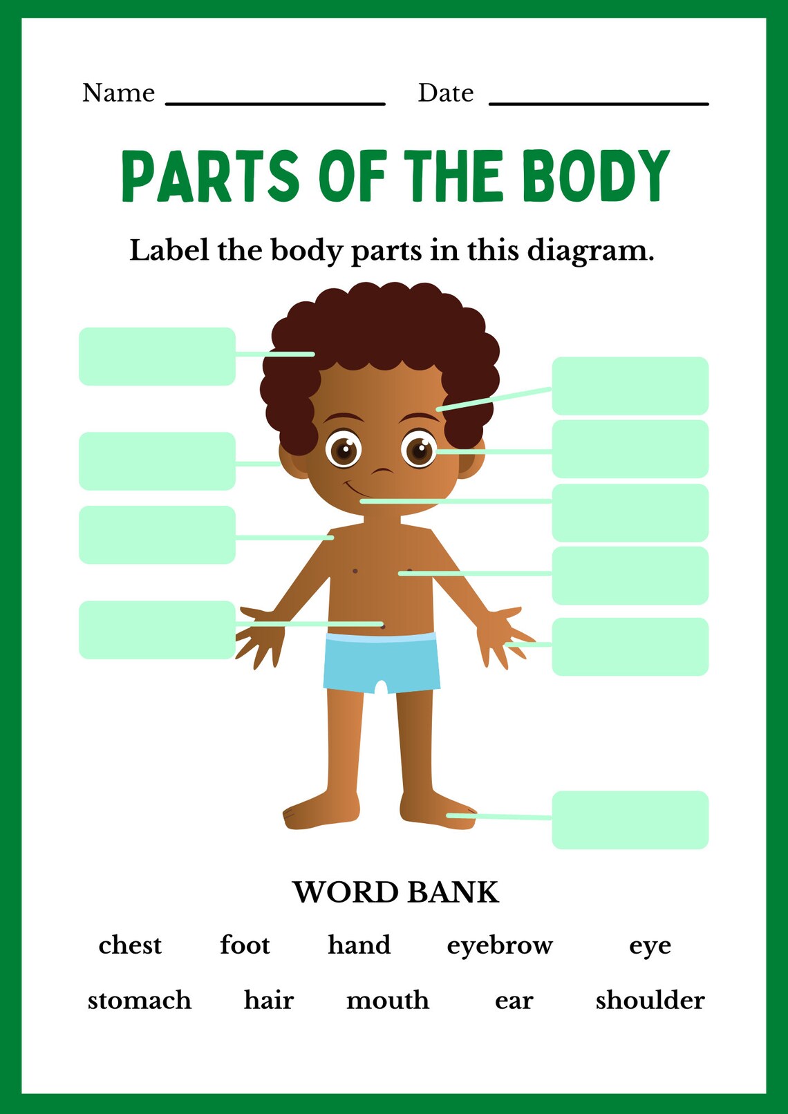 Parts of the Body Writing Practice for Kids, Toddler Workbook ...