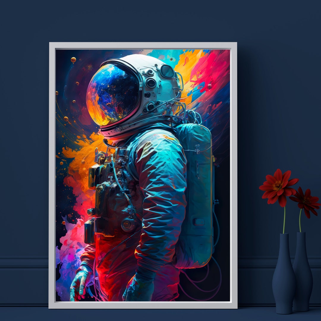 Astronaut in Color - Space Poster, Vibrant Wall Art, Space Exploration ...