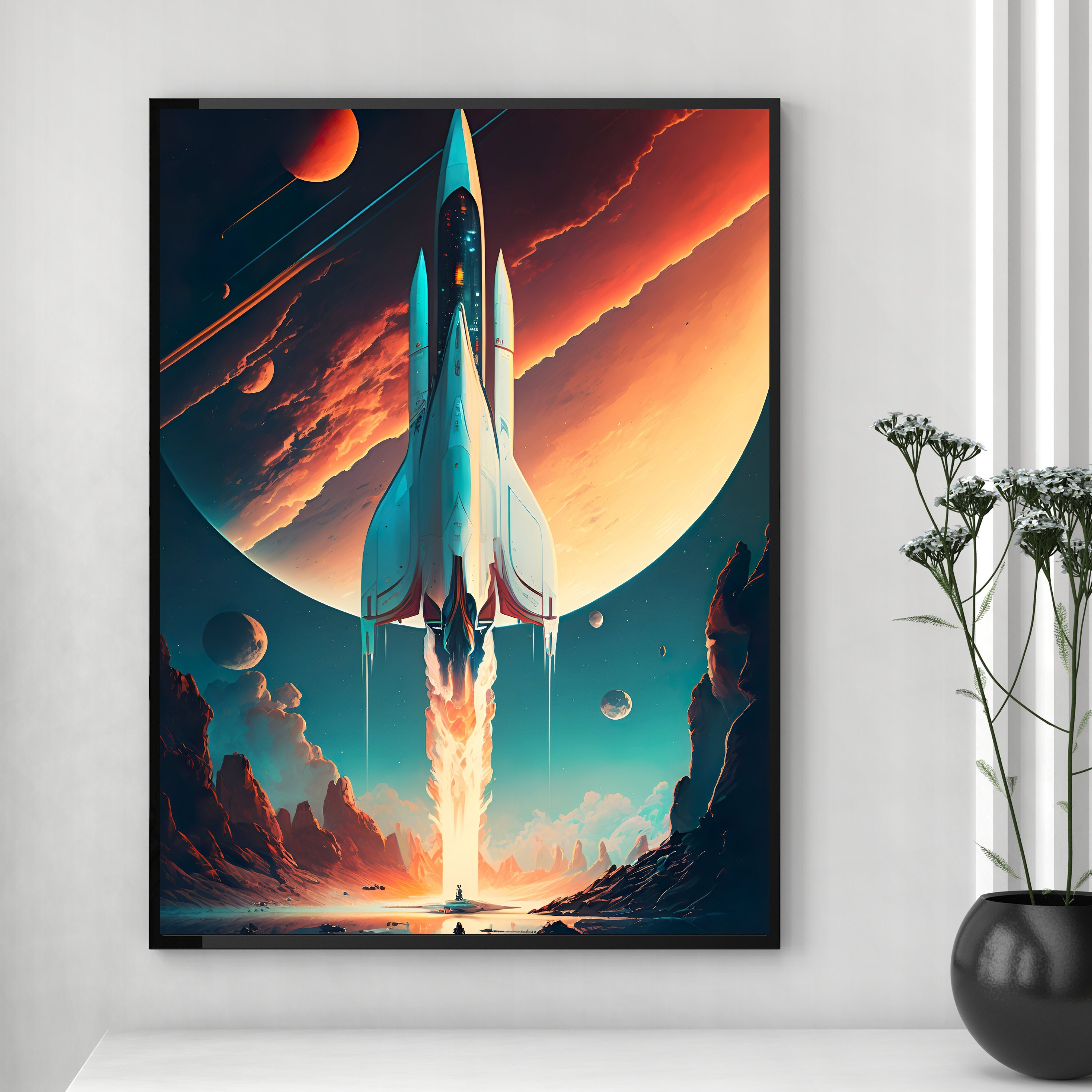Into the Abyss - Space Travel Poster, Retrofuturism, Sci-fi Art - Etsy