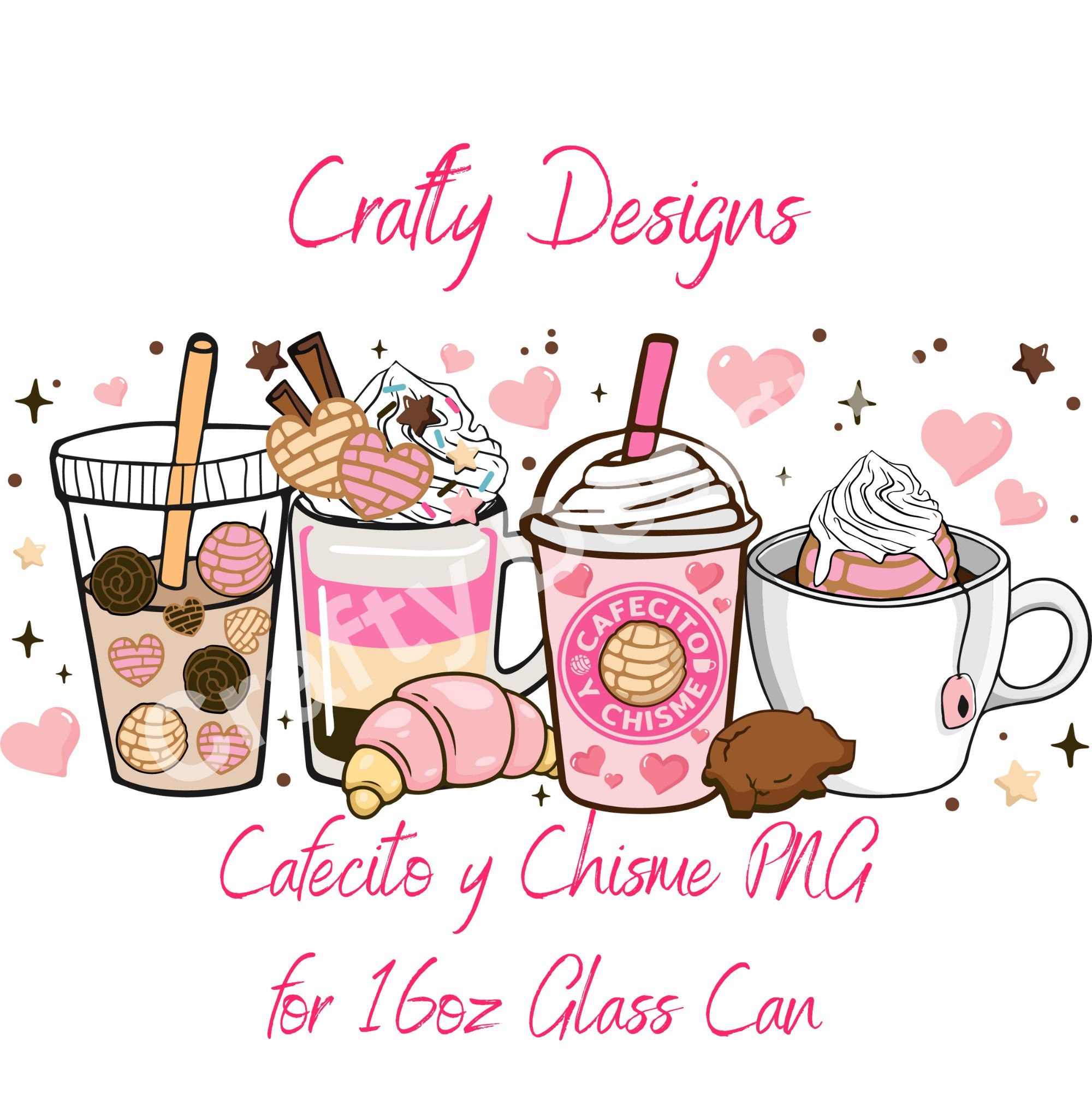 Cafecito Y Chisme 16oz Glass Can Png Svg Eco Solvent Etsy