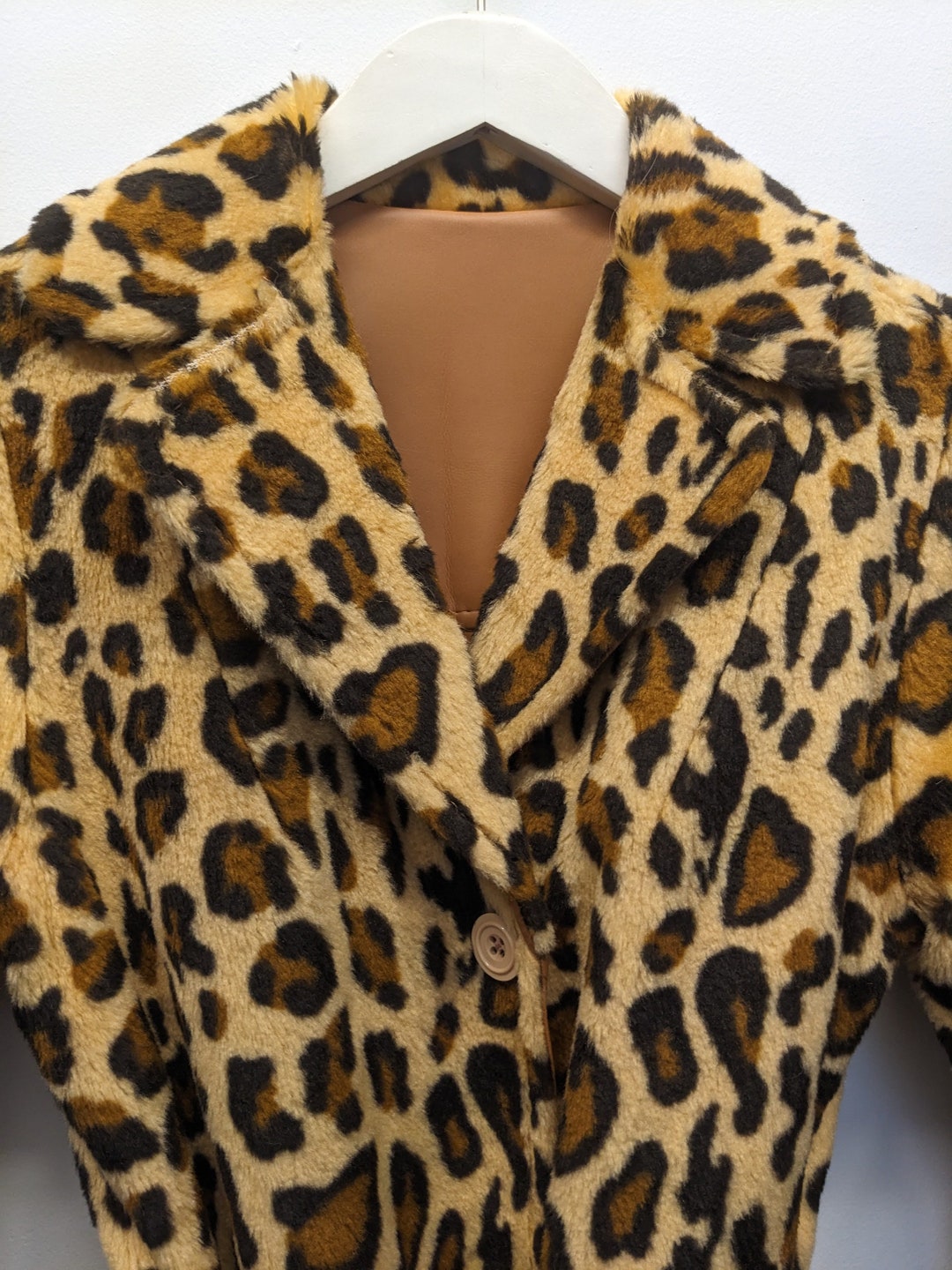 Reversible Cheetah Print // Caramel Pleather Coat W/ Belt - Etsy