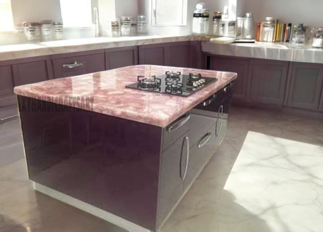 Rose Quartz Kitchen Counter | Pink Agate Kitchen Counter Top for ...