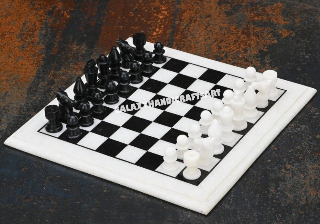 White and Black Chess Board | Handmade Chess Table Top Home Collection ...