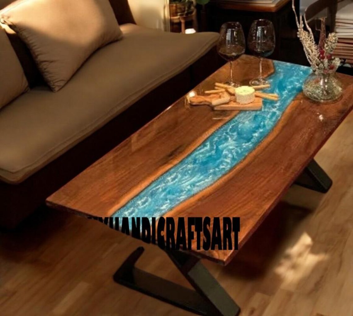 Ocean Blue Epoxy Table Top | Ocean Epoxy Dining Table | Resin Blue ...