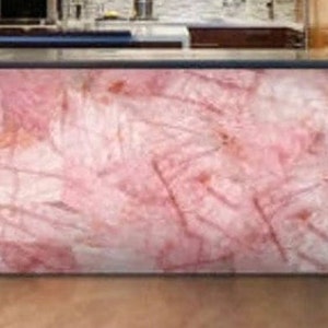 Rose Quartz Hotel Counter Side Slab | Pink Agate Kitchen Counter Side ...
