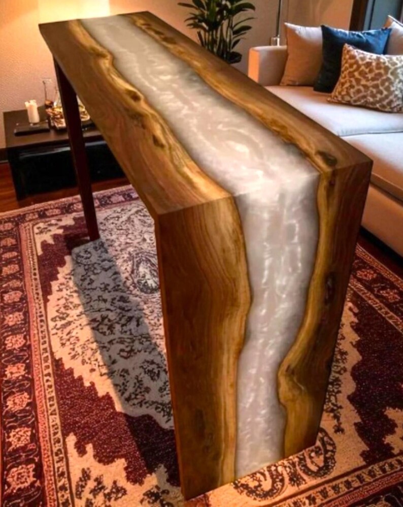 Handmade Epoxy Resin Console Table: Artisan Entryway Accent Furniture ...